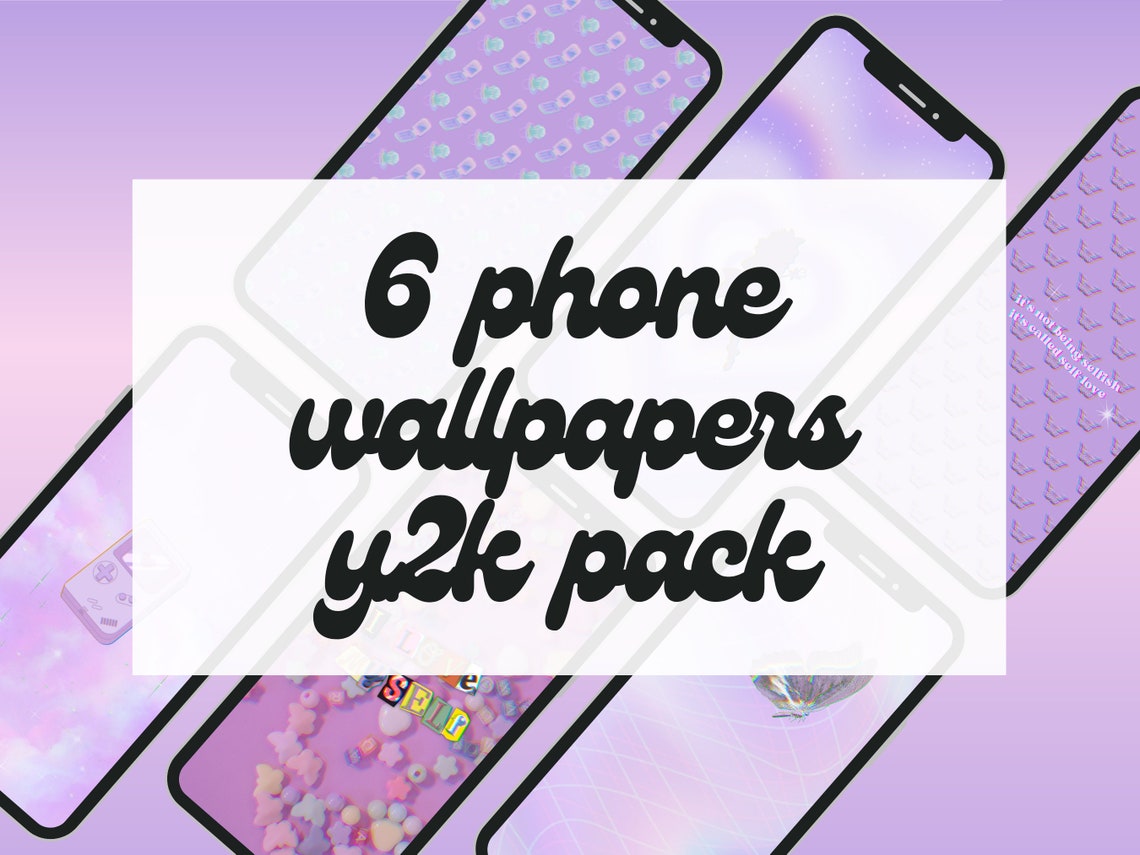 Y2K Purple Aesthetic Phone Wallpaper Pack, Cute Retro Aesthetic IOS ...