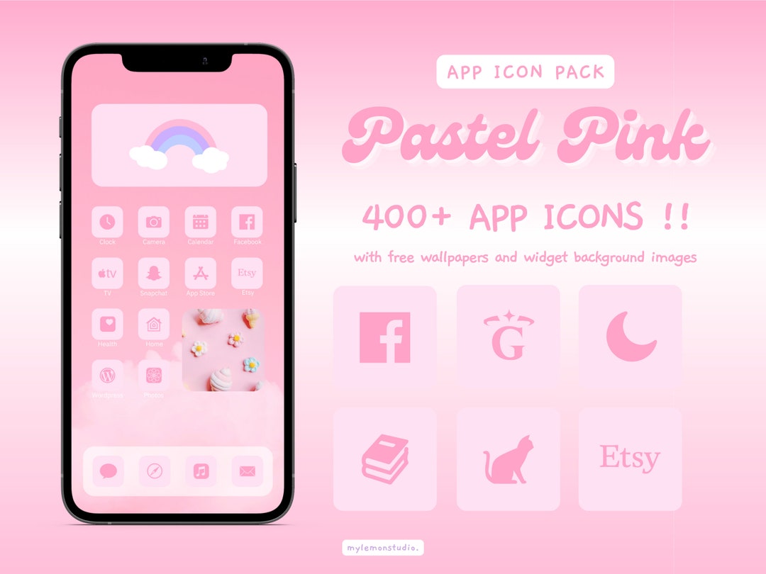400+ Pink Pastel Minimal Aesthetic App Icons, Baby Pink IOS Icon Set ...