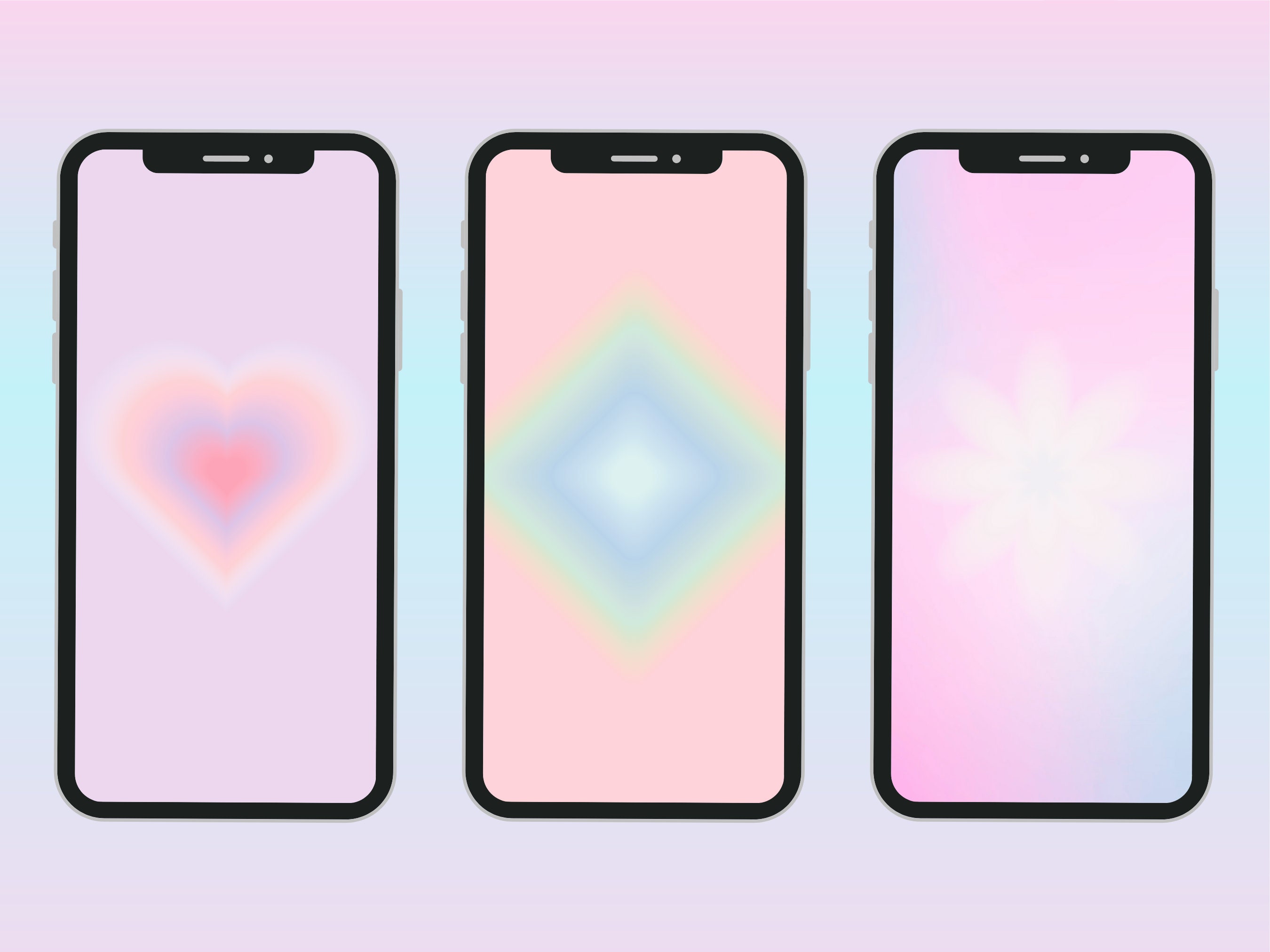 Cute Aura Gradient Phone Wallpaper Pack, Pastel Colours IOS Wallpaper ...