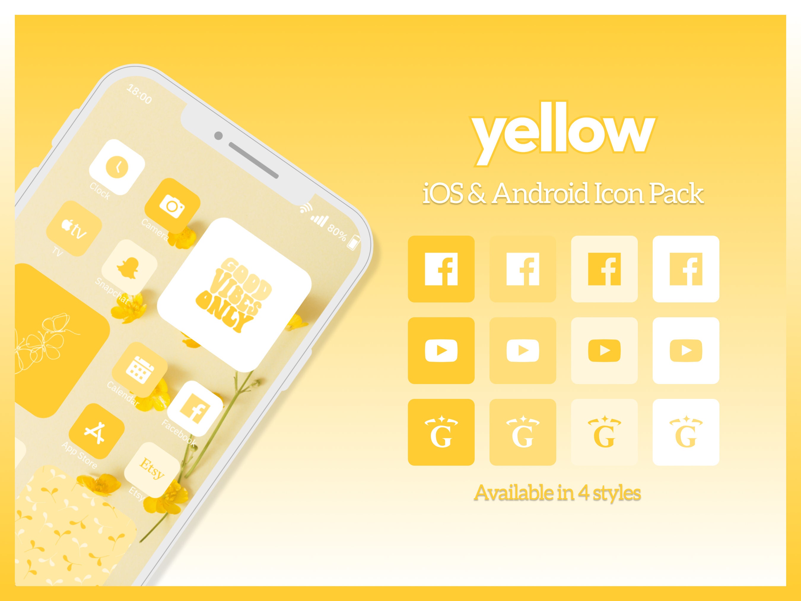 1800 Yellow Aesthetic Ios App Icons, Pastel Yellow Android Phone Icons ...