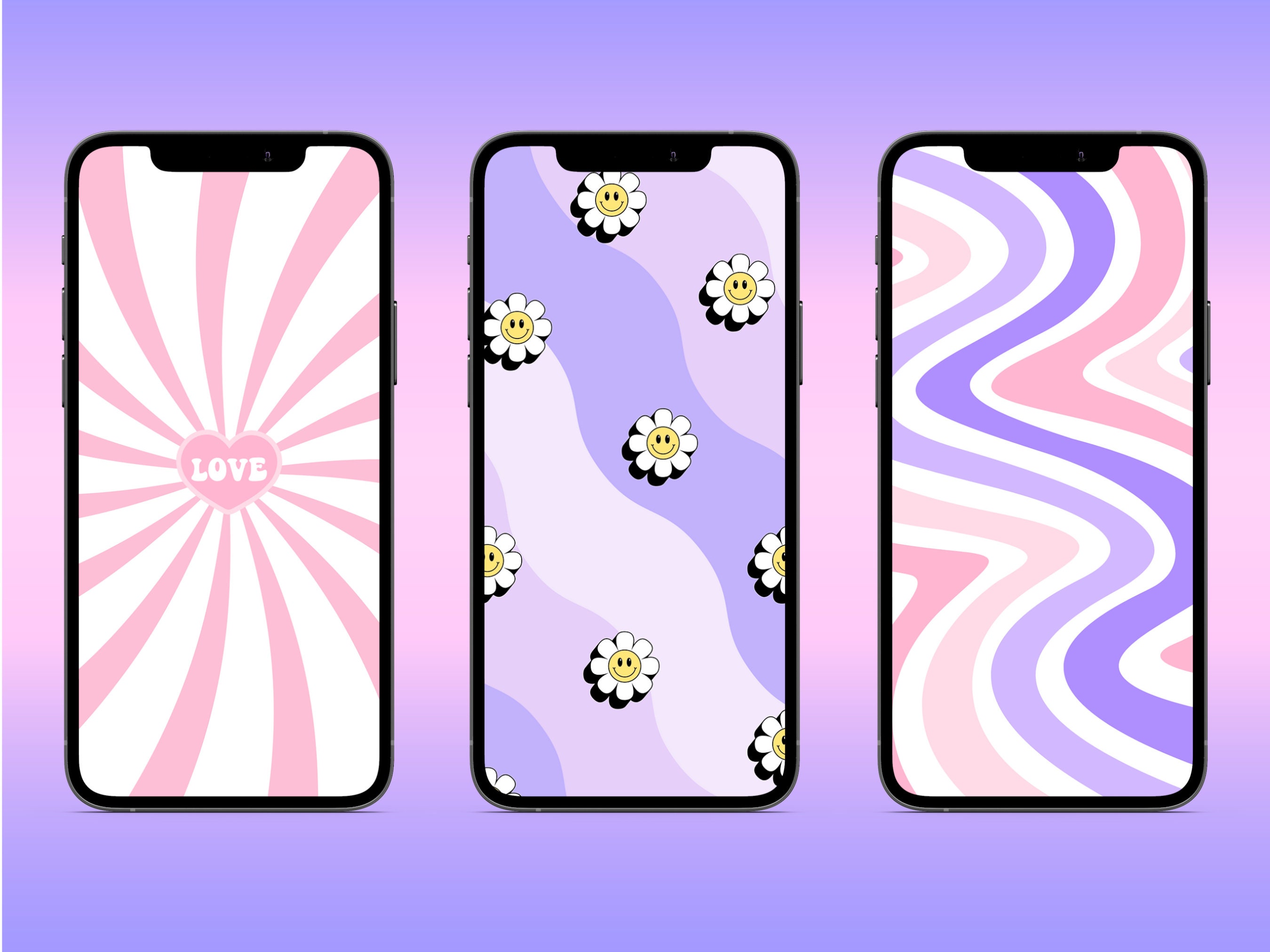 Retro Pattern Phone Wallpaper Pack, Y2K Pink Purple Aesthetic IOS ...