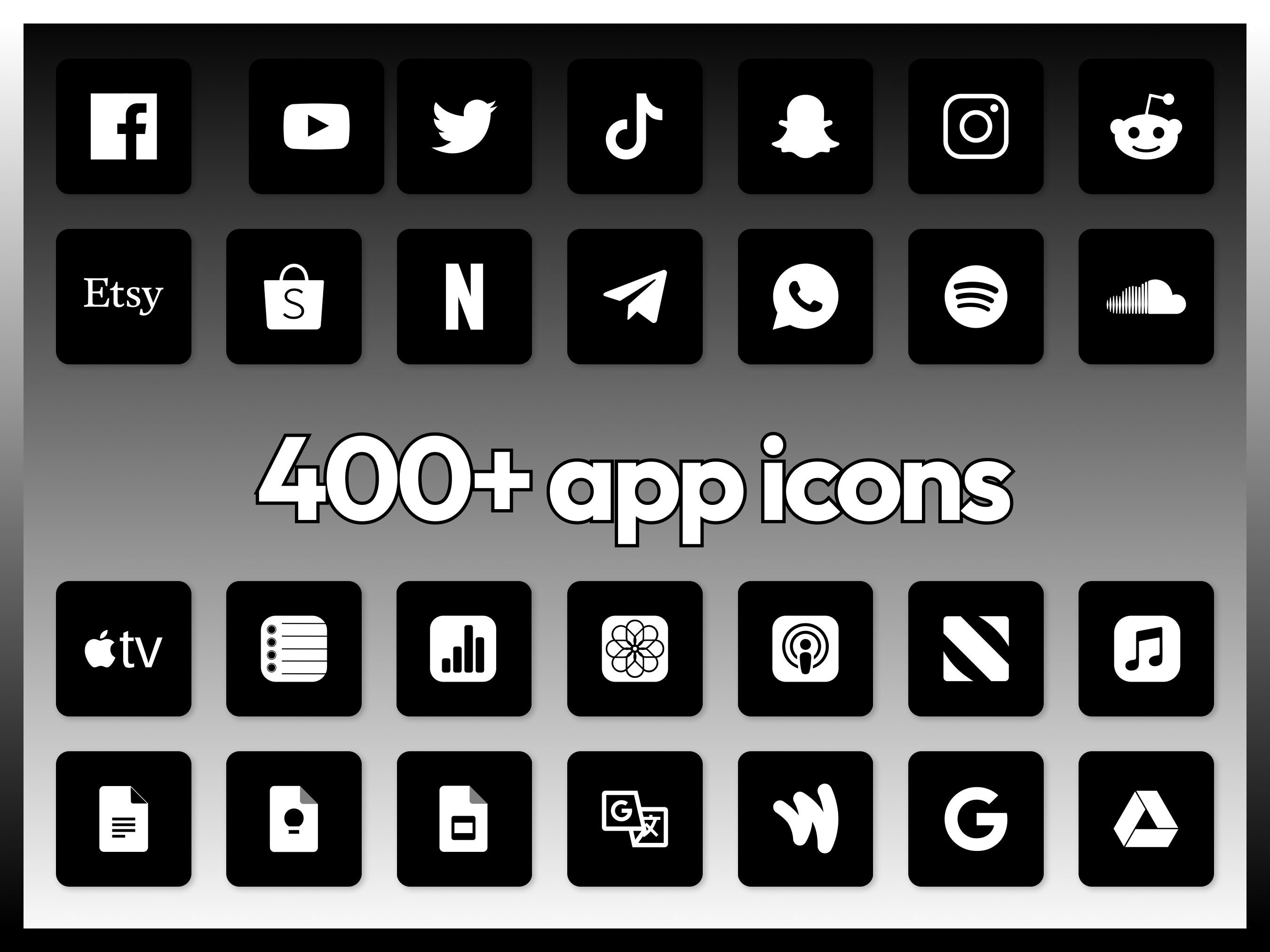 400+ Black Minimalistic App Icons, Black Clean Aesthetic IOS Icon Set ...