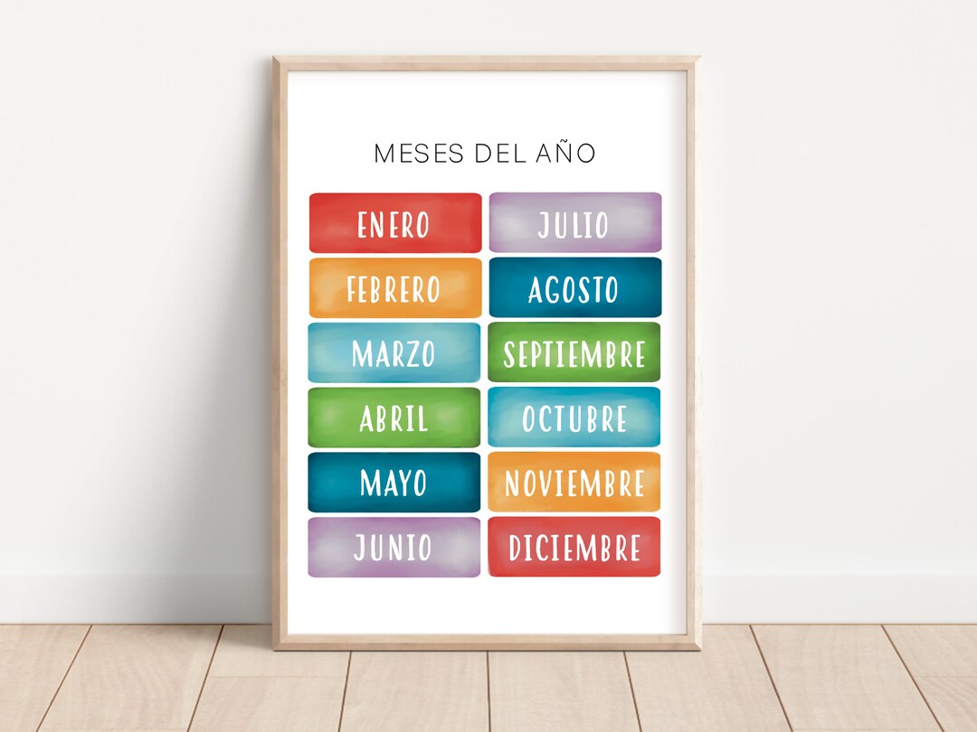 Meses Del Año, Meses educativos en español, Arte de pared imprimible ...