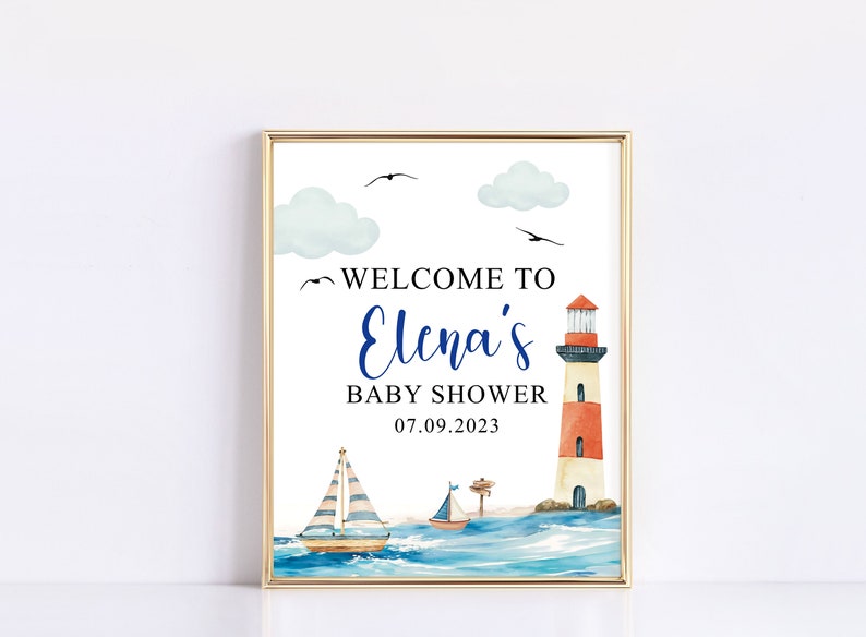 Editable - Ahoy! It's A Boy! - Baby Shower Welcome Sign, Nautical ...