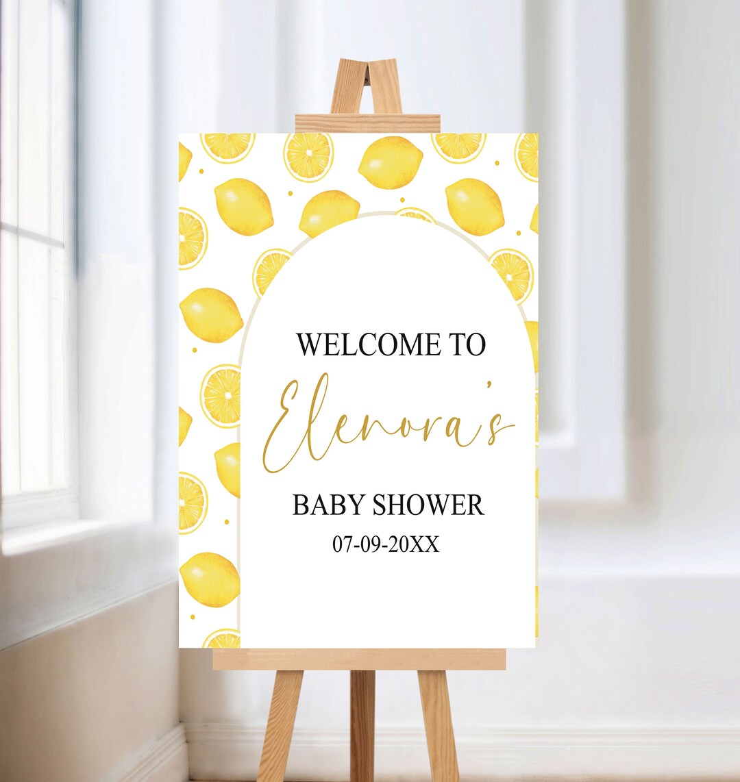 Editable Lemons Baby Shower Welcome Sign, Yellow Lemonade Poster ...
