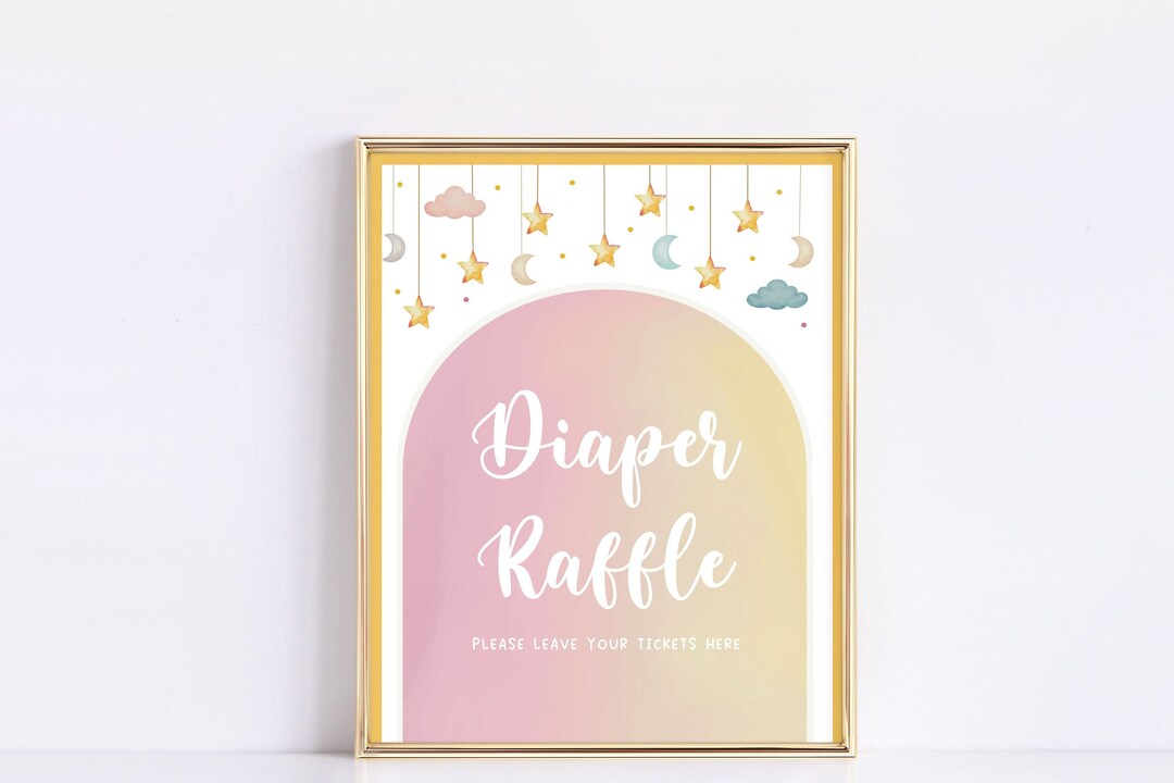 Diaper Raffle Station Sign, Twinkle Twinkle Little Star, Pink Gold ...