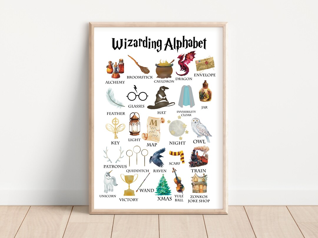 Wizarding Alphabet, Magical Alphabet Art Print, Printable Wall Art ...