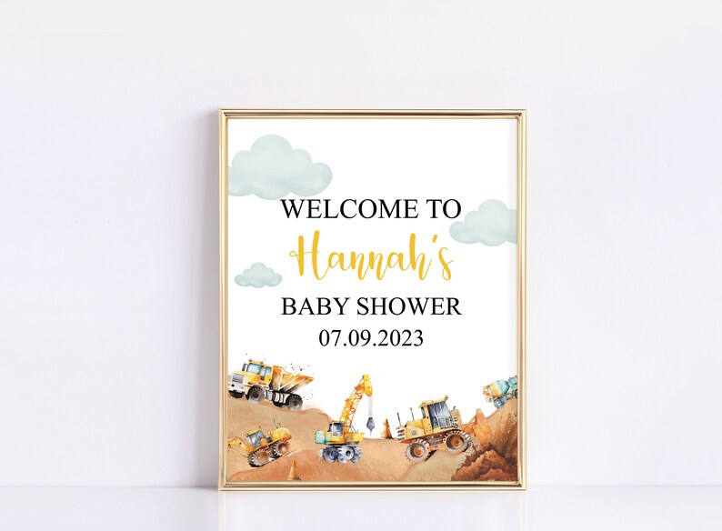 Editable Baby Under Construction Baby Shower Welcome Sign, Yellow ...
