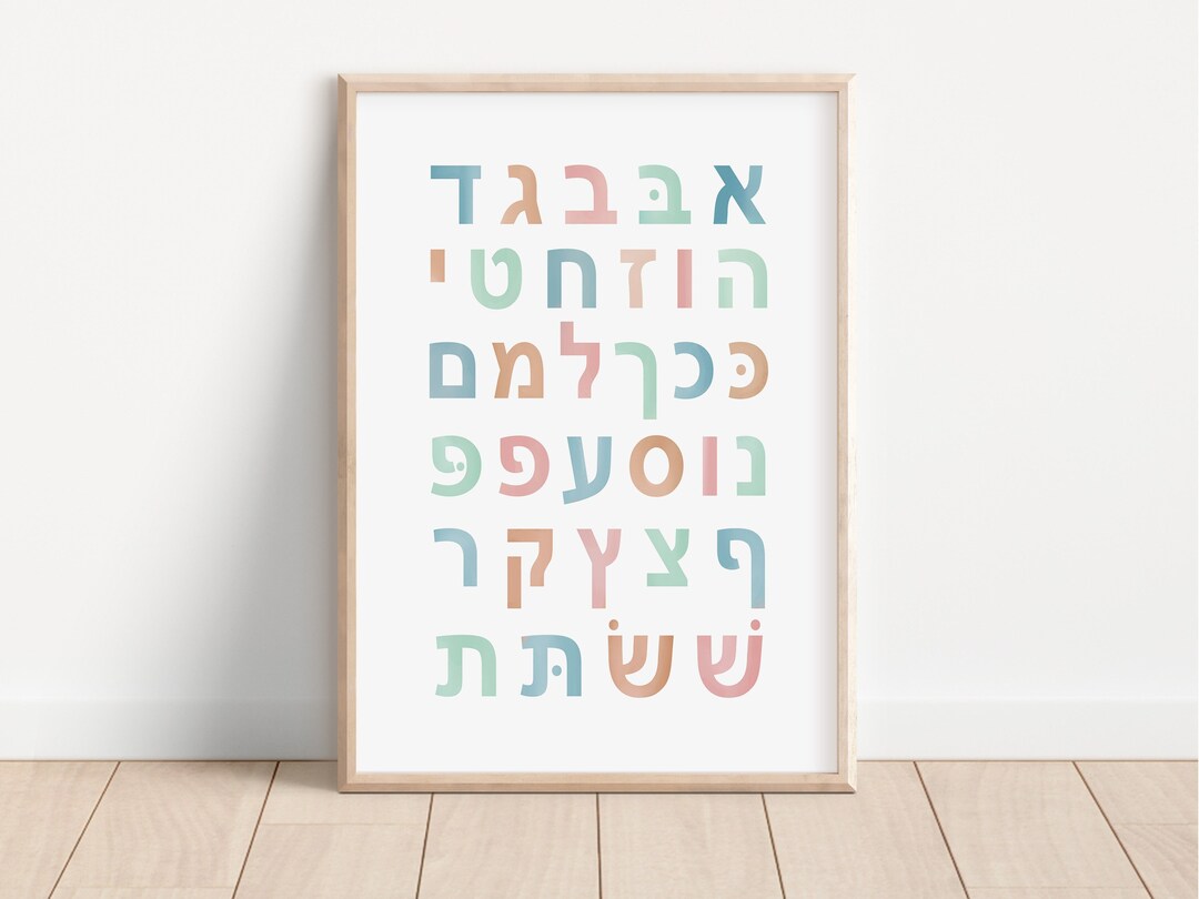 Hebrew Alphabet Poster, Printable Educational Wall Art for Nursery ...