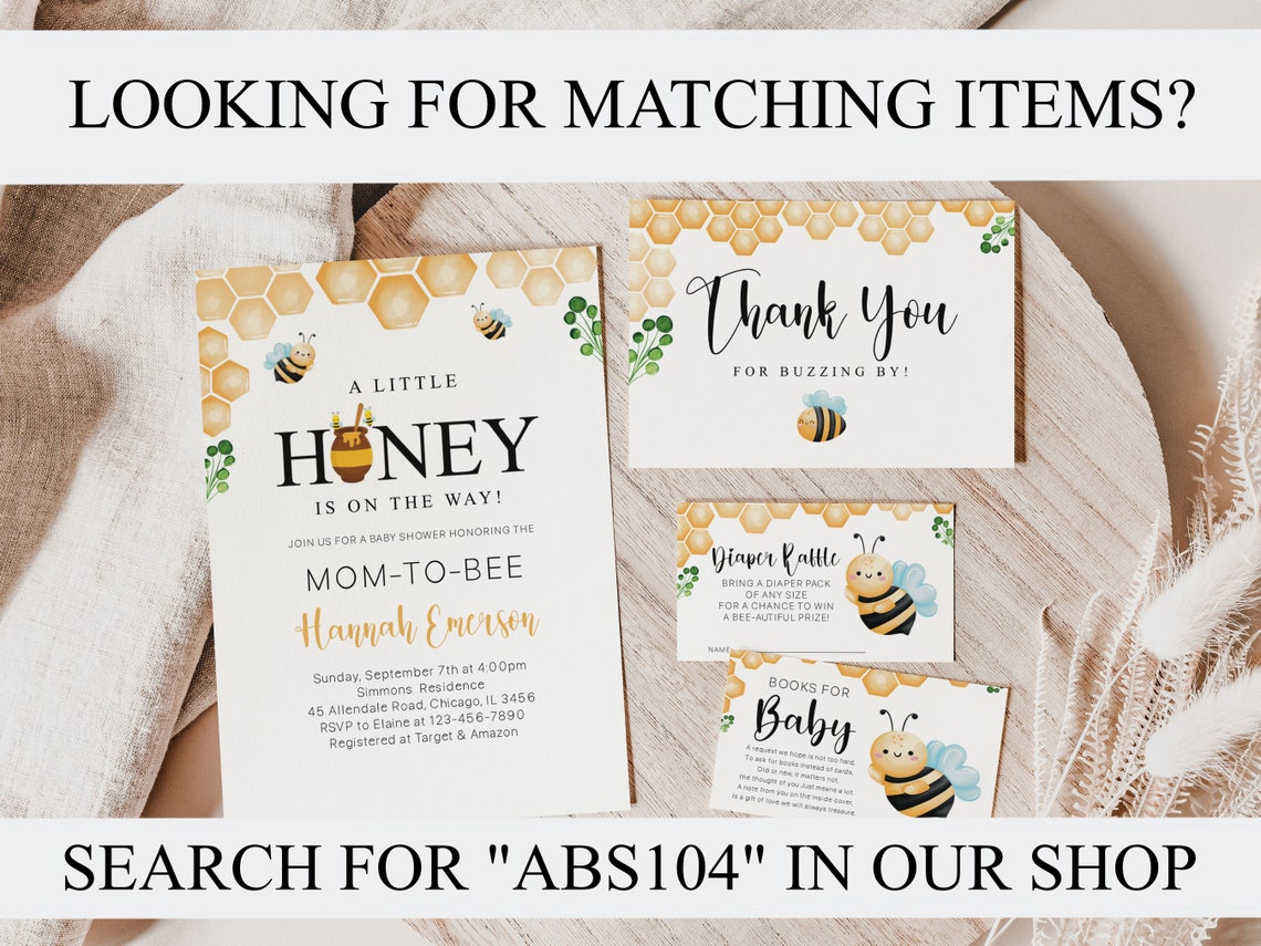 Editable Bees Themed Invitation Bundle, Baby Shower, Birthday, Gender ...