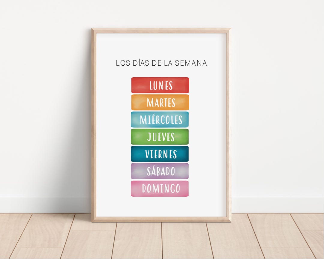 Los Días De La Semana, Spanish Days of the Week, Educational Poster ...
