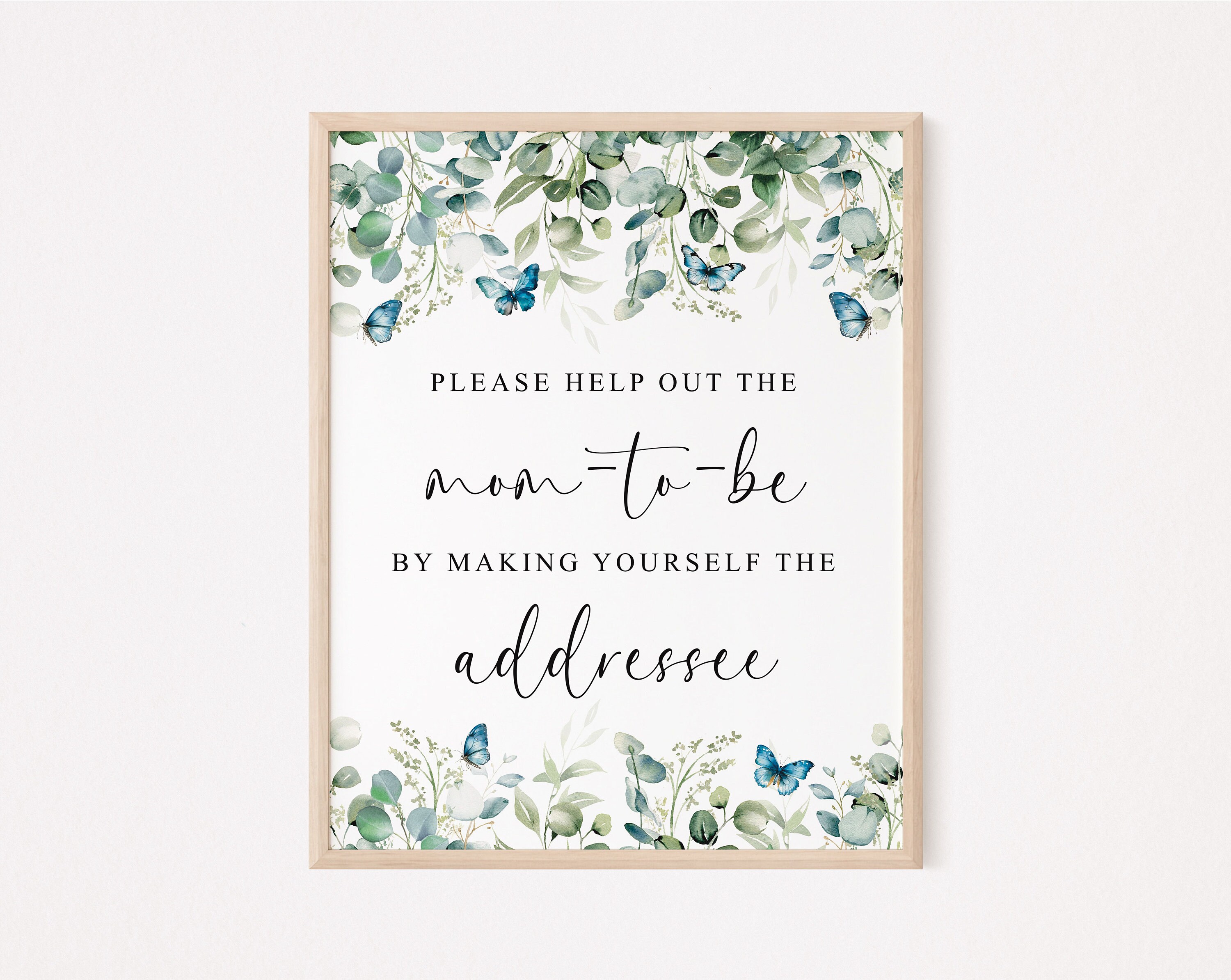Envelope Station Sign Blue Butterflies Eucalyptus Floral - Etsy