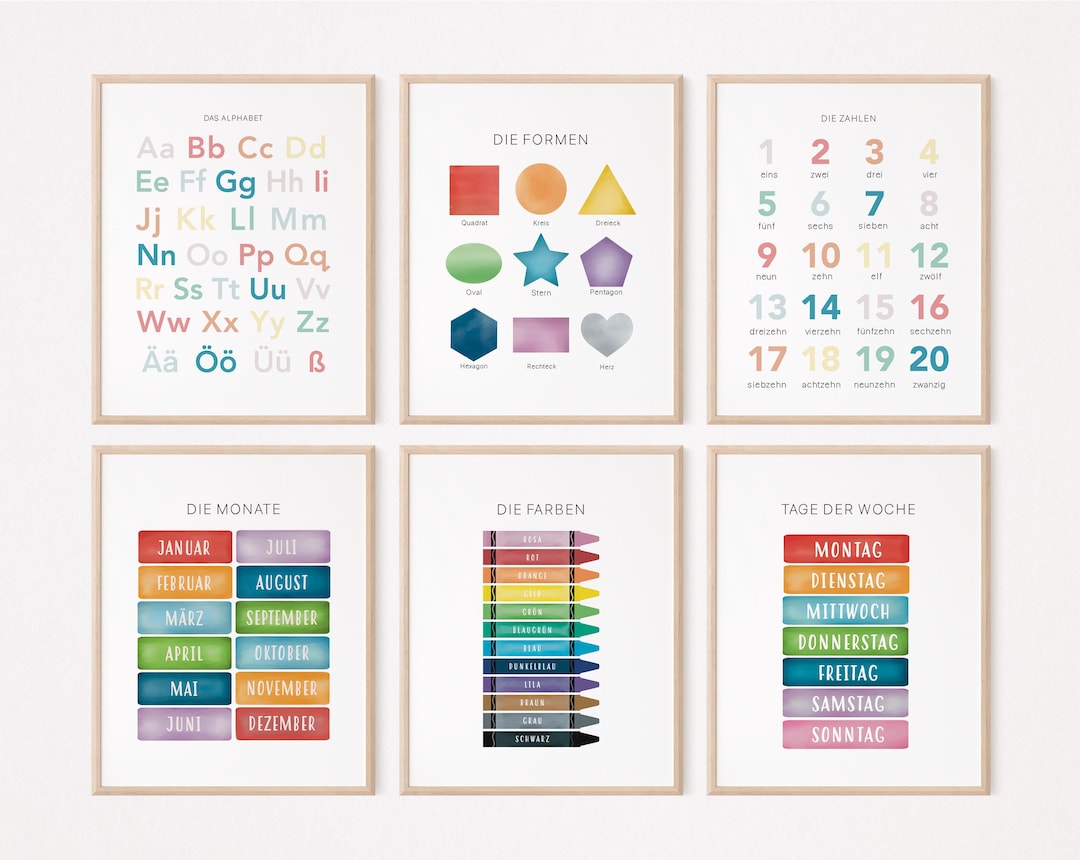 Set of 6 German Educational Poster Bundle, Montessori Classroom Decor ...