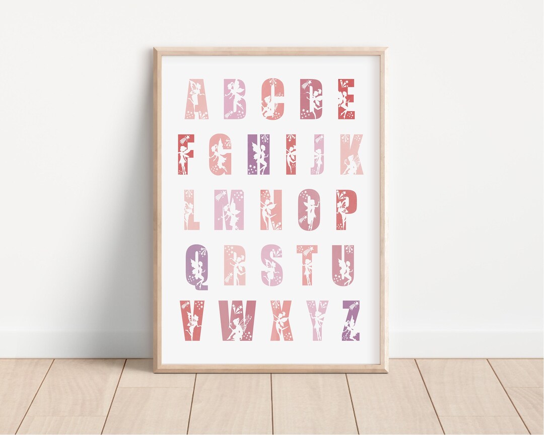 Fairy Alphabet Poster, Educational Letters A-Z, Princess Nursery Decor ...