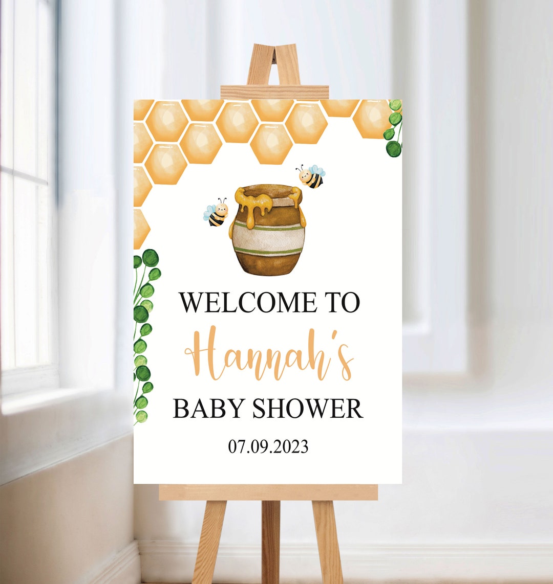 Editable Bees Themed Welcome Sign, Baby Shower, Birthday, Gender ...