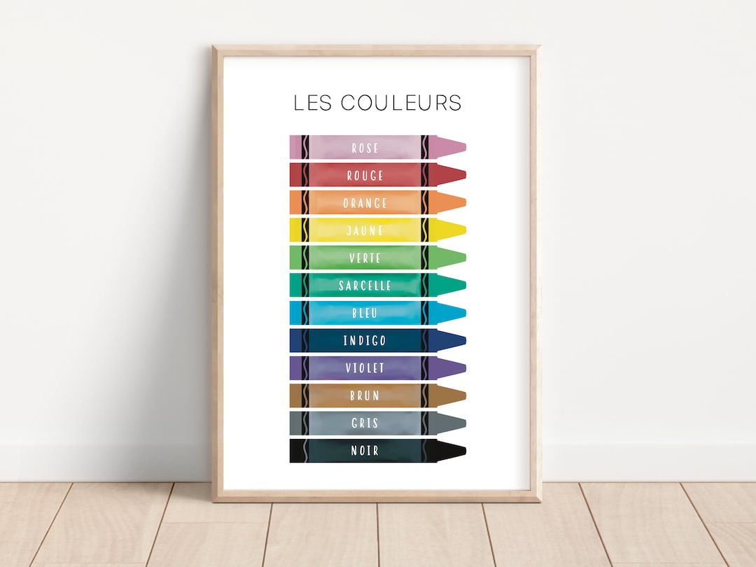 Couleurs, French Educational Colors Art Print, Printable Wall Art ...