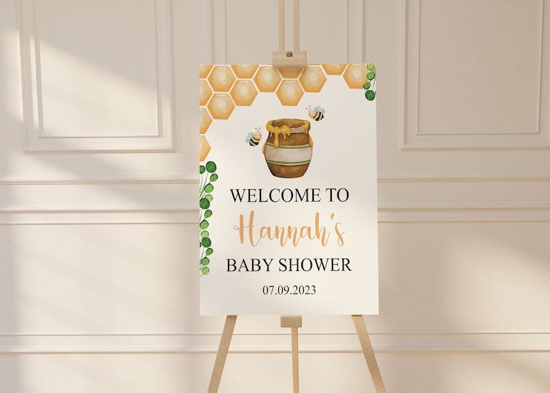 Editable Bees Themed Welcome Sign Baby Shower Birthday - Etsy