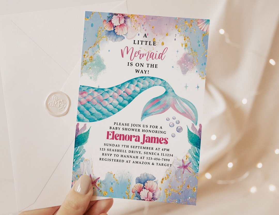 Editable Mermaid Baby Shower Invitation, Under the Sea Baby Shower ...