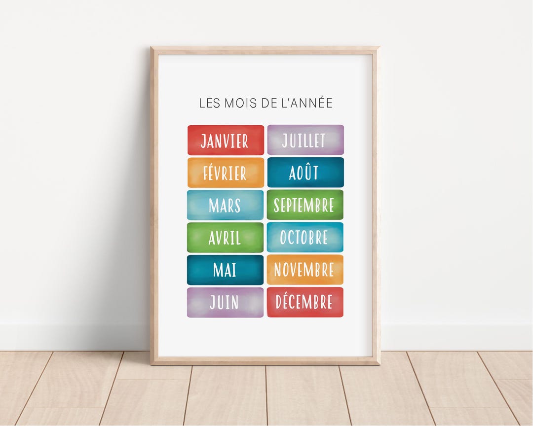 Les Mois De L'année, Educational Months of the Year, Printable Poster ...