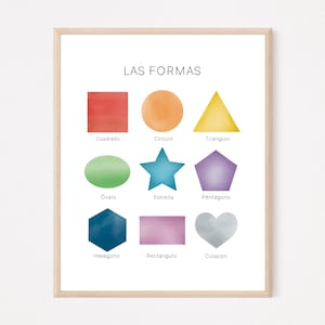 Las Formas, Spanish Educational Shapes, Printable Wall Art, Montessori ...