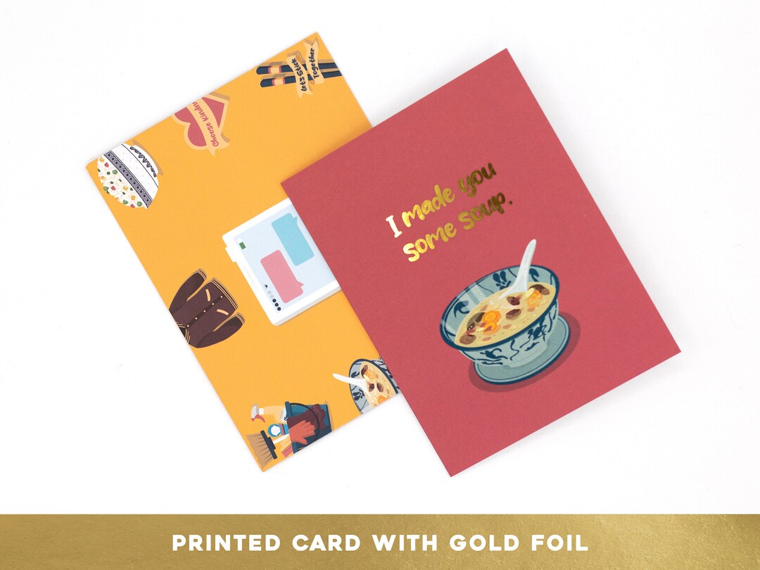 GOLD FOIL I Made You Some Soup, Sending Love Card, Thinking of You Card ...