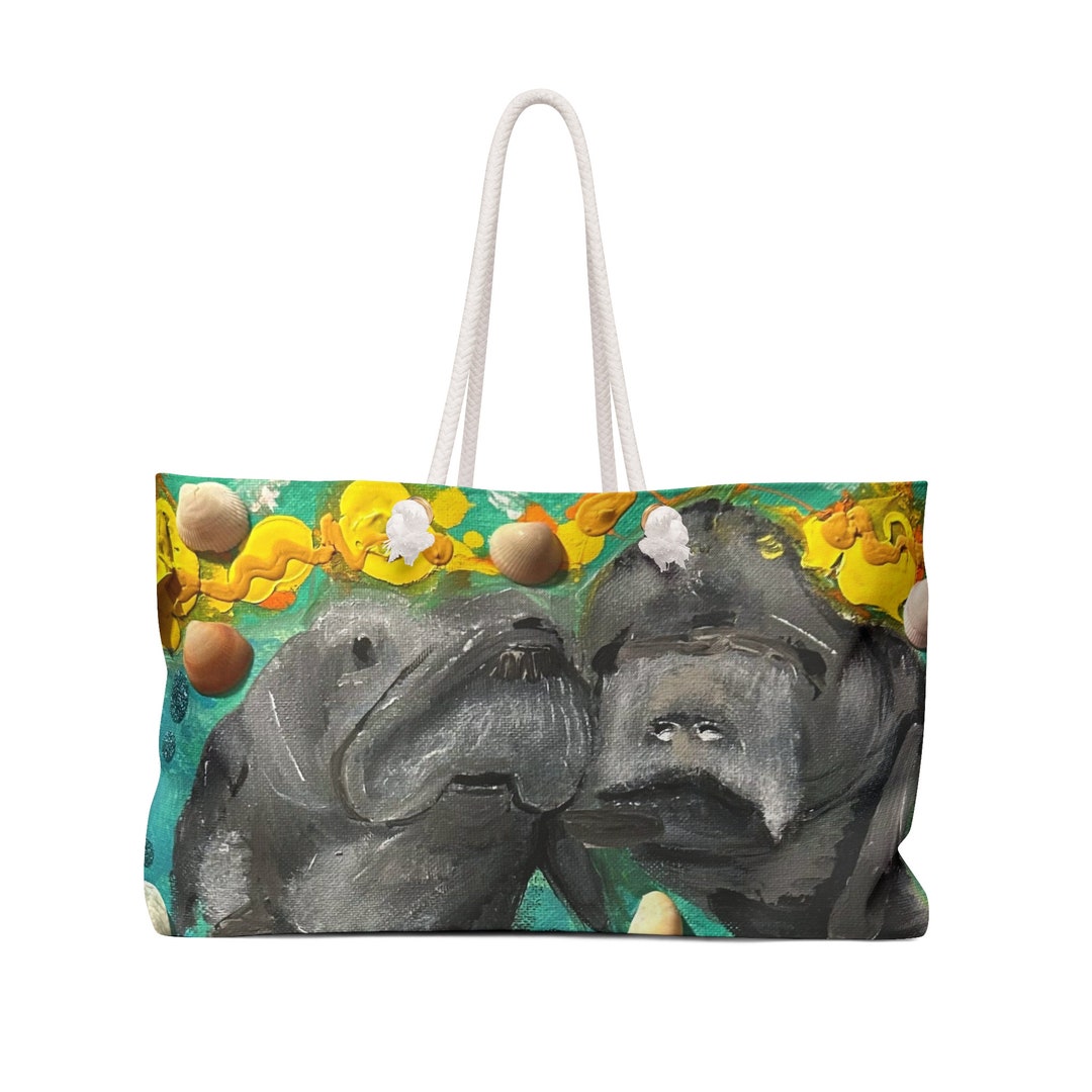 Manatee Tote Bag - Manta Ray Tote Bag - Painted Tote Bag - Designed ...
