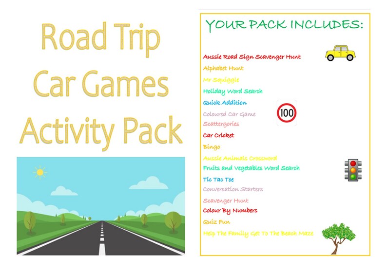 Road Trip Car Games Activity Pack - Etsy