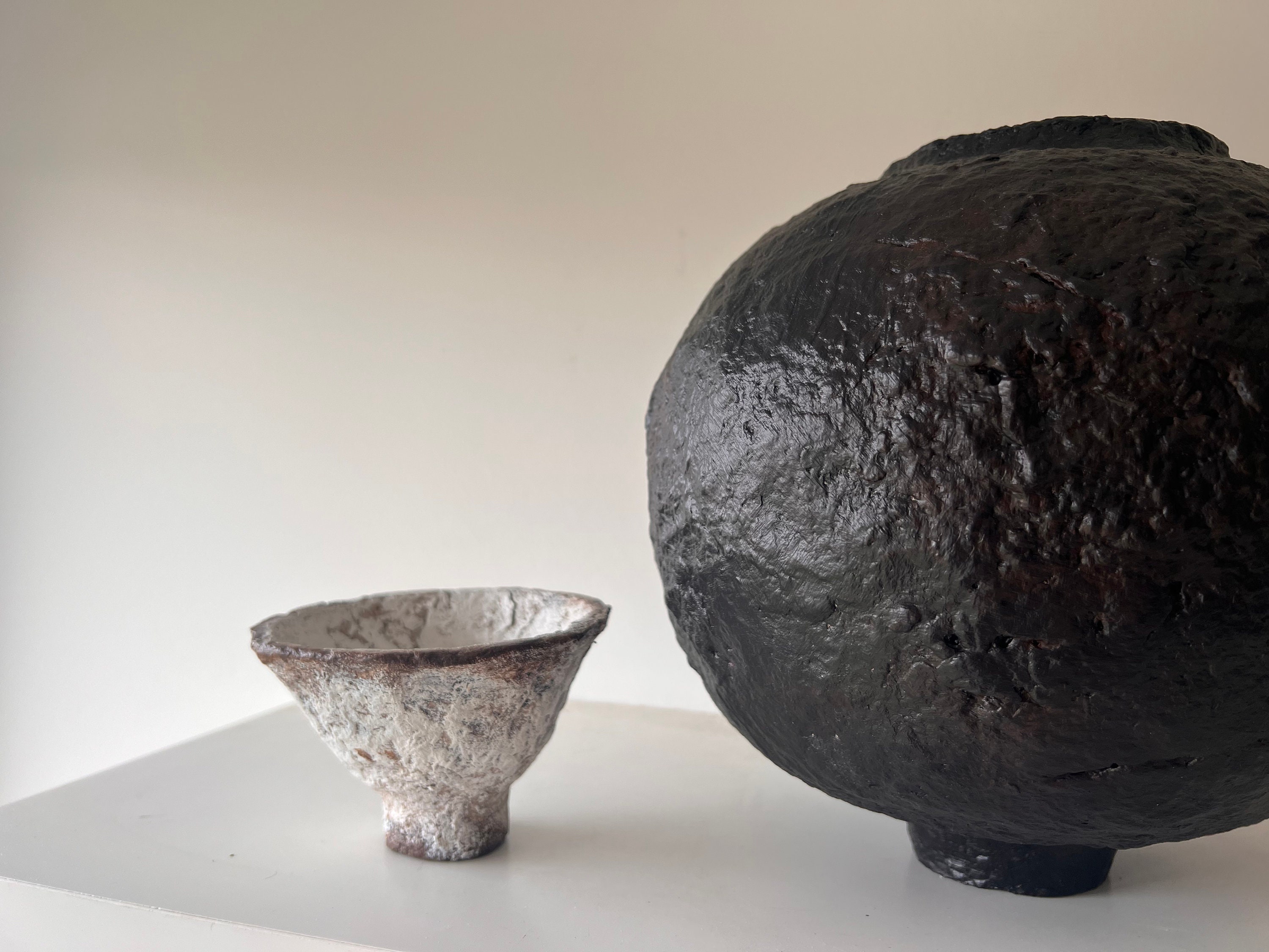 Paper Mache Vase, Handmade Paper Vessel, Minimal Modern Vase, Recycled ...