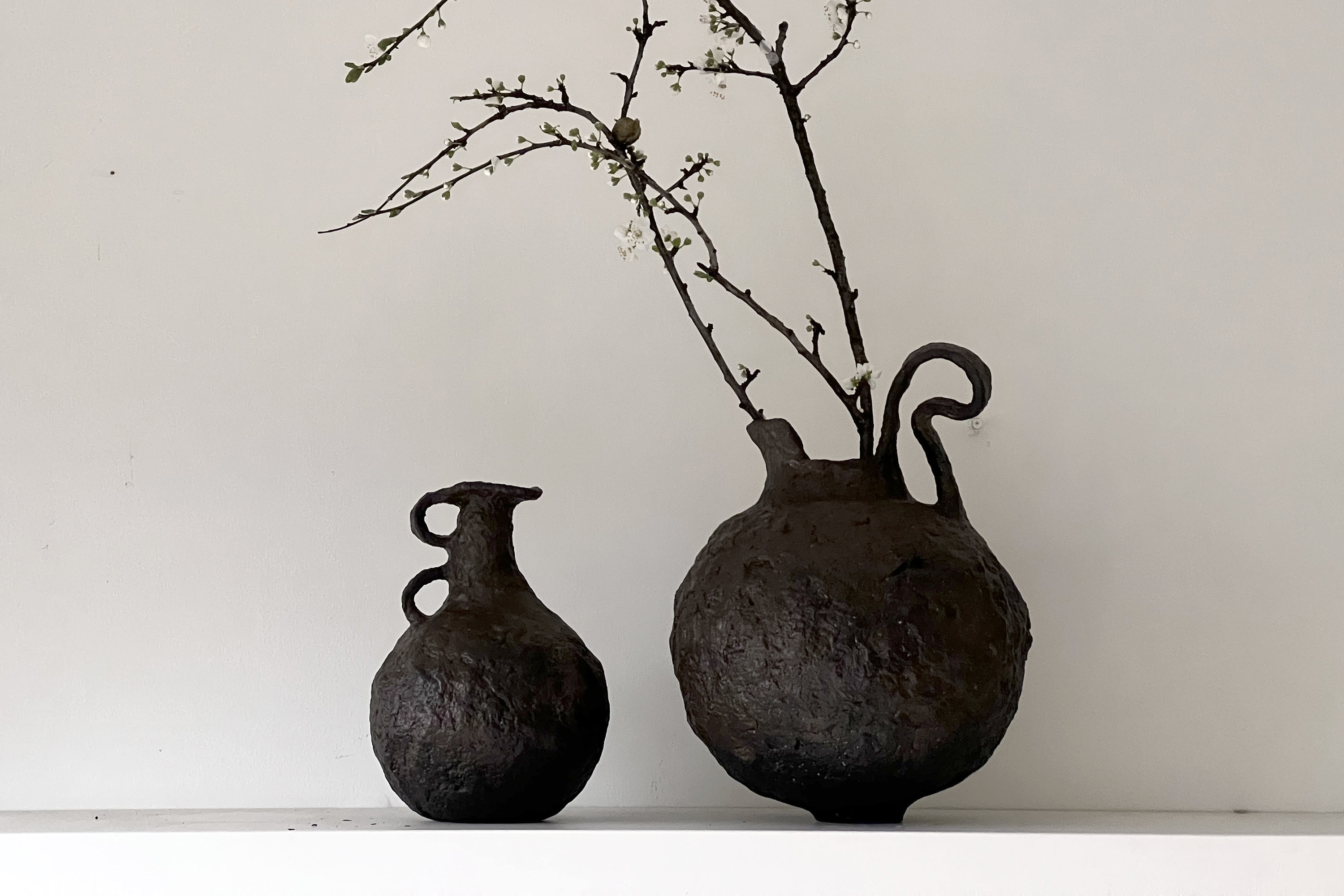 Paper Mache Vase, Handmade Paper Vessel, Minimal Modern Vase, Recycled ...