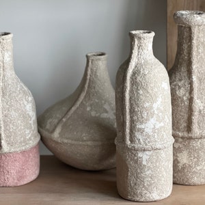 Paper Mache Bottle Vase, Minimalist Vase, Handmade Modern Paper Bottle ...