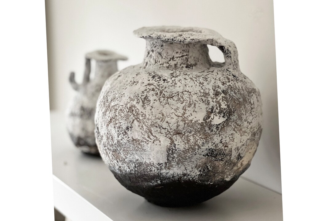 Paper Mache Vase, Handmade Paper Vessel, Minimal Modern Vase, Recycled ...