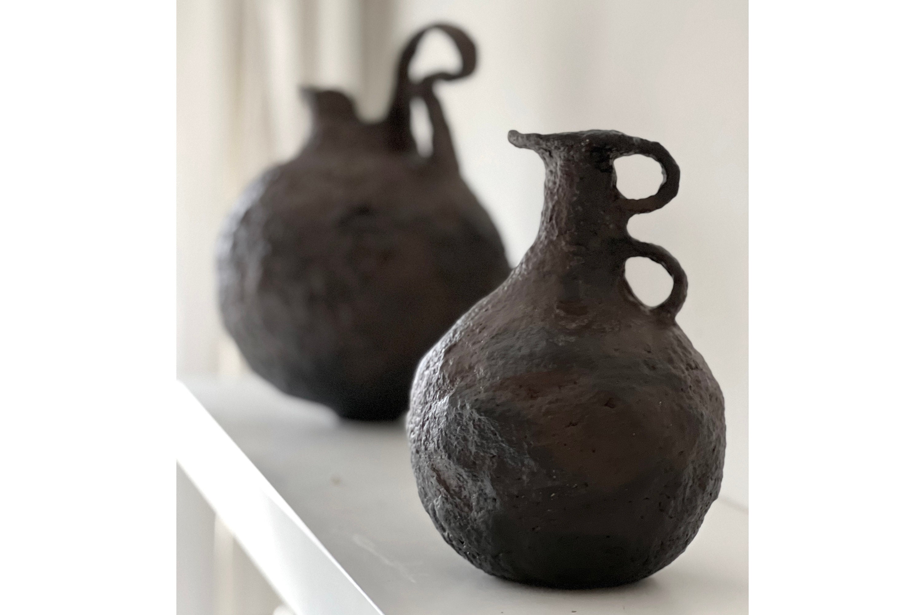 Paper Mache Vase, Handmade Paper Vessel, Minimal Modern Vase, Recycled ...