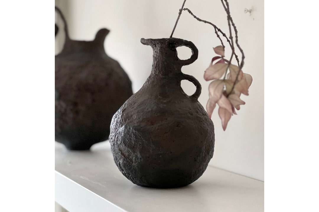 Paper Mache Vase, Handmade Paper Vessel, Minimal Modern Vase, Recycled ...