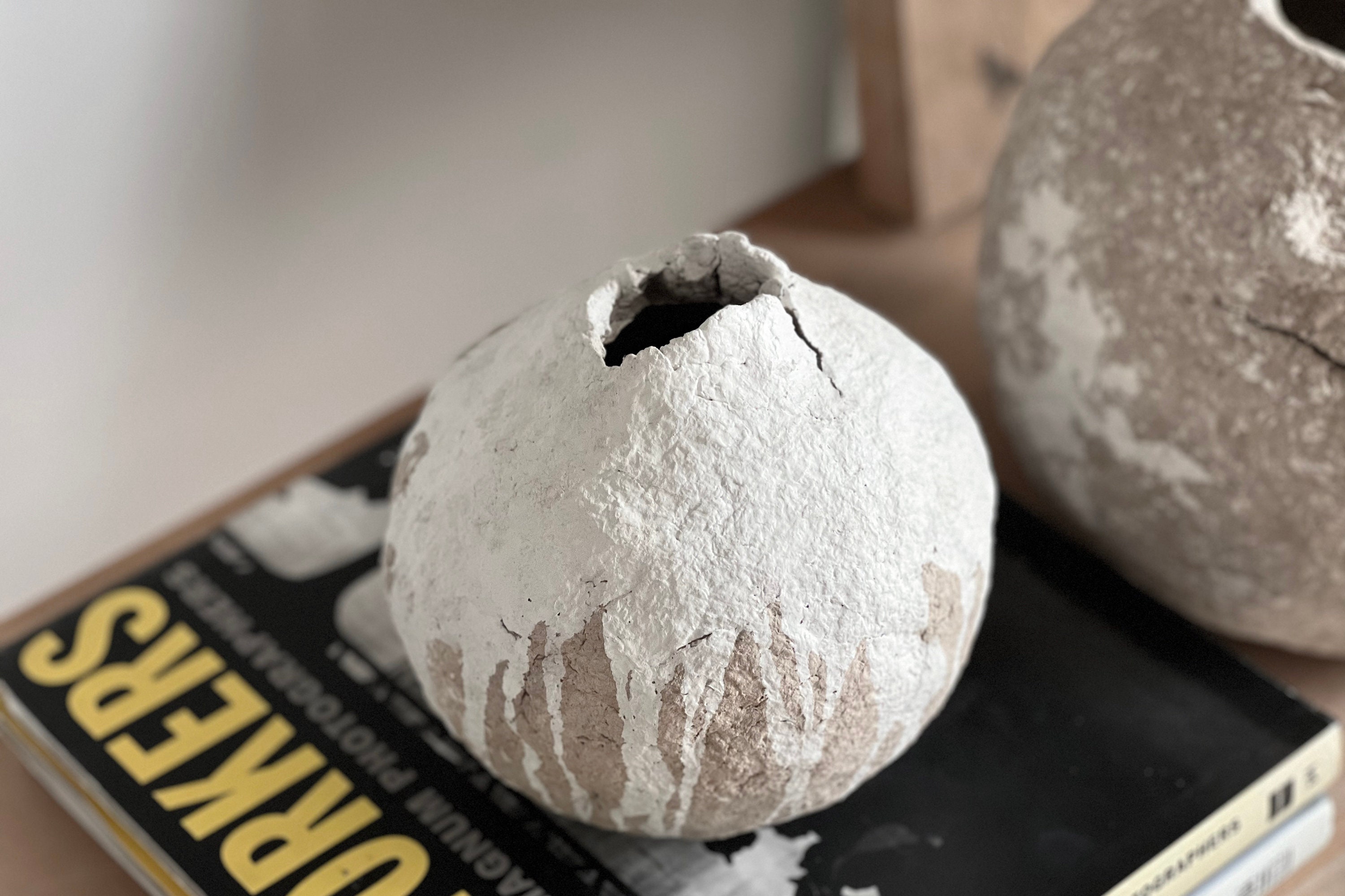 Handmade Paper Mache Vase: Minimalist White Accent Vessel - Etsy