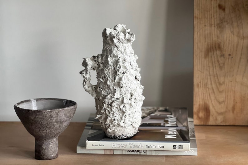 Floor Vase, Paper Mache Vase, Aesthetic Vase, Minimalist Vase, Modern ...