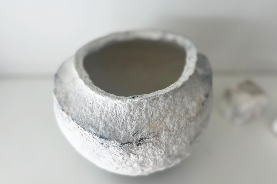 Paper Mache Vase, Handmade Paper Vessel, Minimal Modern Vase, Recycled ...