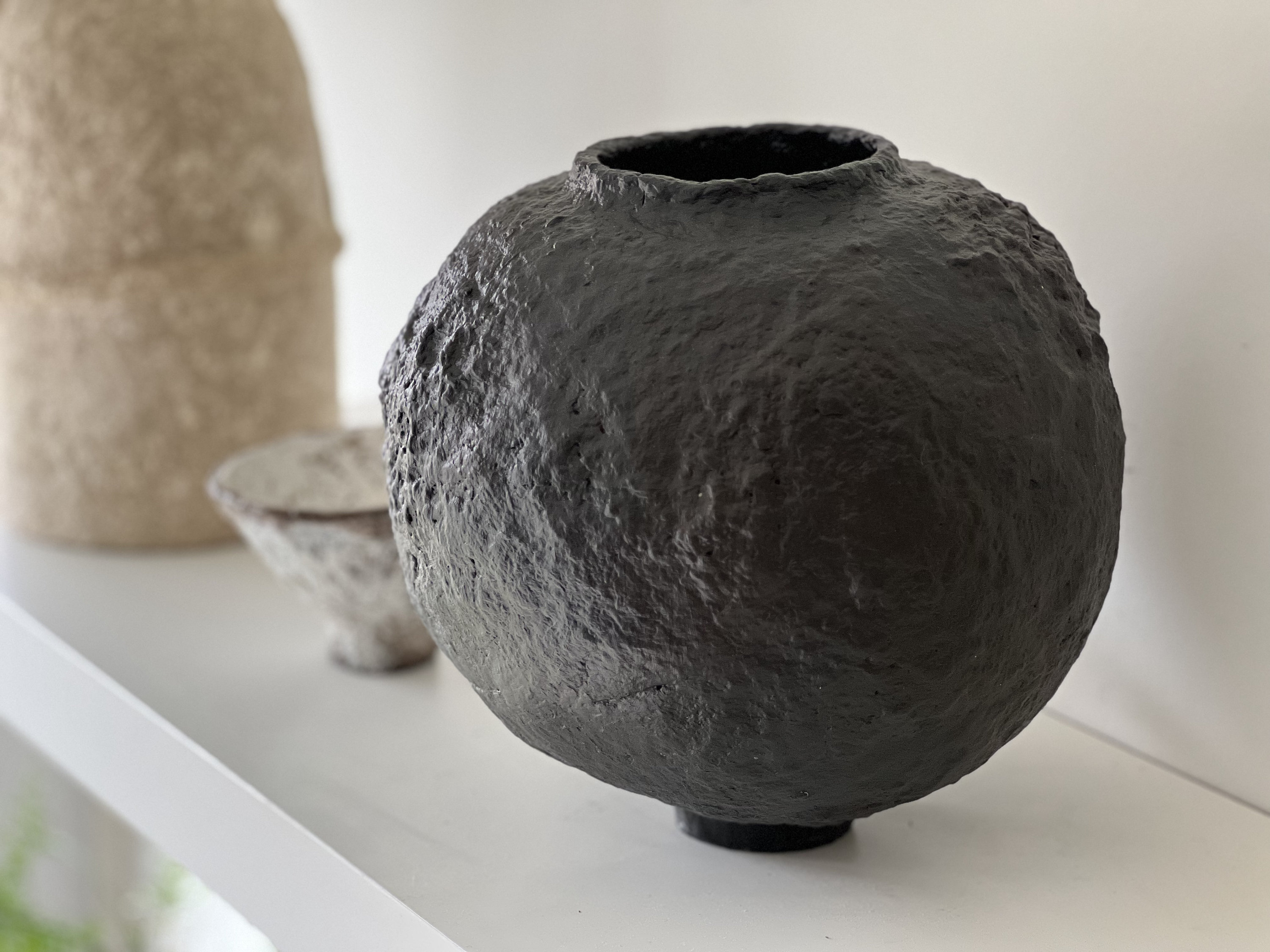 Paper Mache Vase, Handmade Paper Vessel, Minimal Modern Vase, Recycled ...