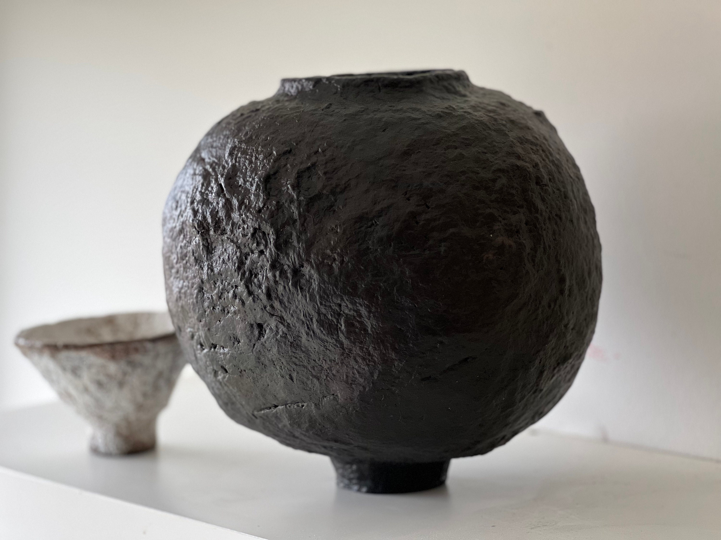 Paper Mache Vase, Handmade Paper Vessel, Minimal Modern Vase, Recycled ...