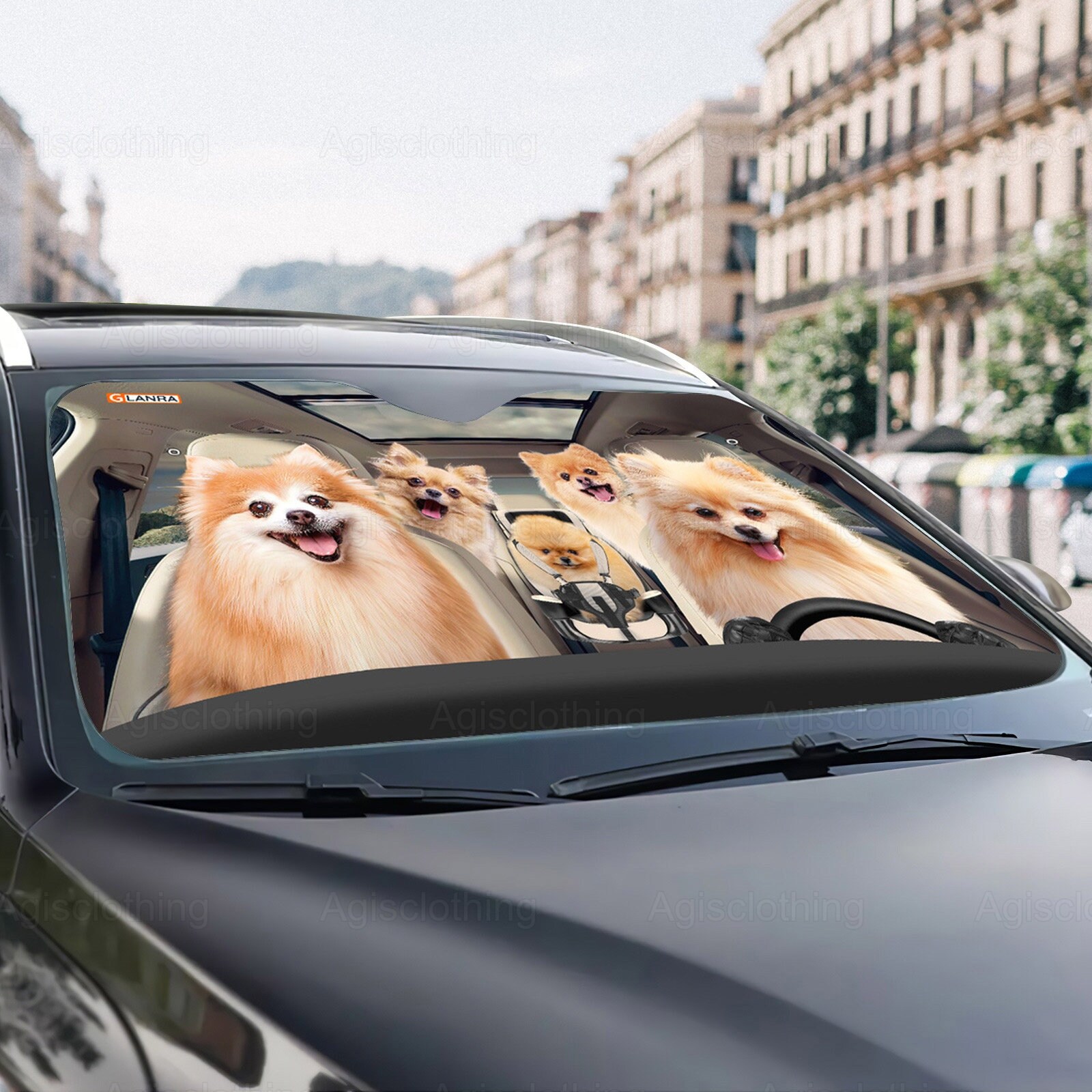 Pomeranian Family Car Sun Shade, Windshield Sun Shade, Car Auto Sun ...