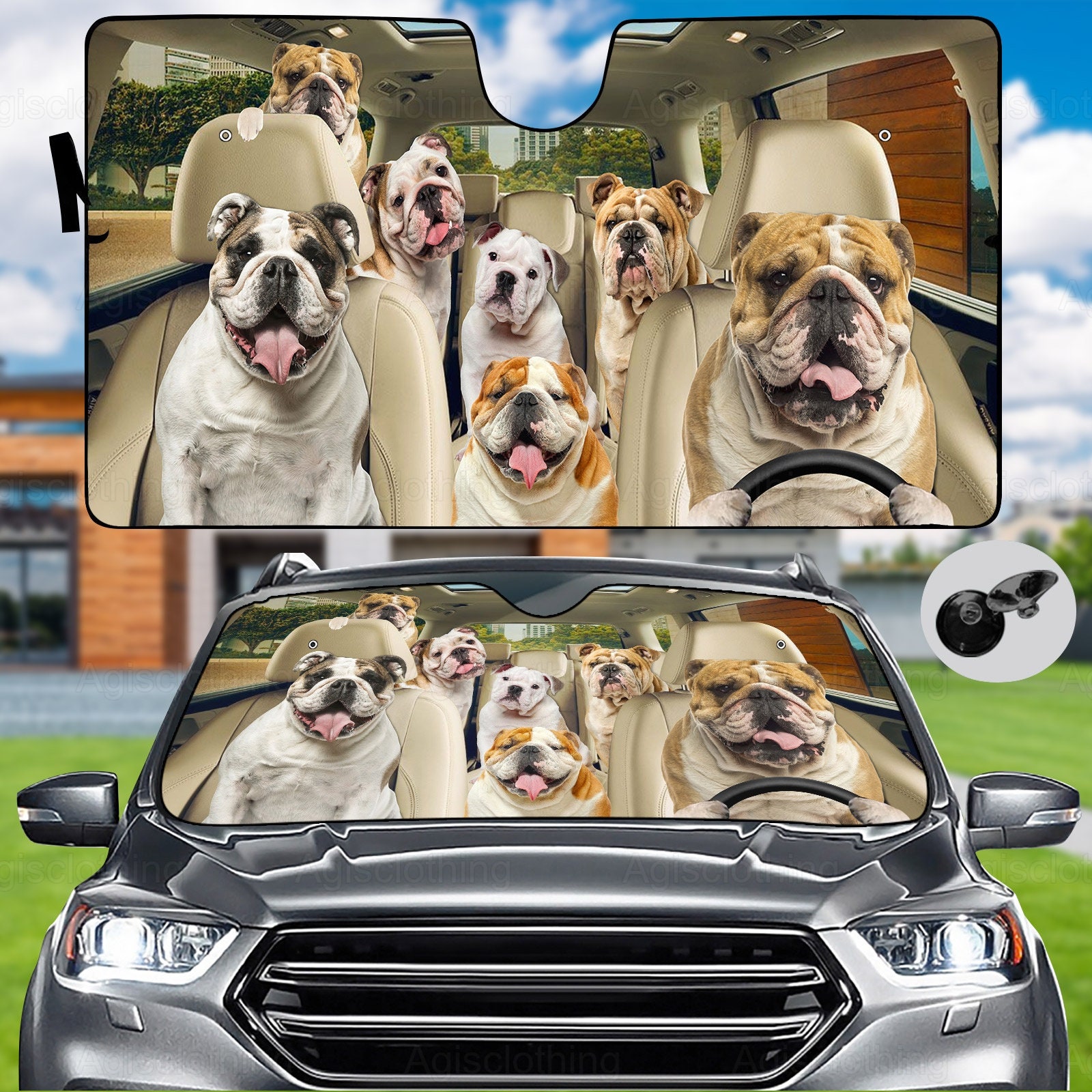 Bulldog Car Sunshade sold by Irene Lee | SKU 42435385 | 55% OFF Printerval