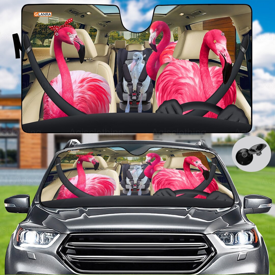 Flamingo Family Car Sunshade Flamingo Car Decoration Cute - Etsy