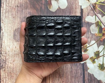 Double Sides Black Alligator Leather Wallet/ Personalized - Etsy