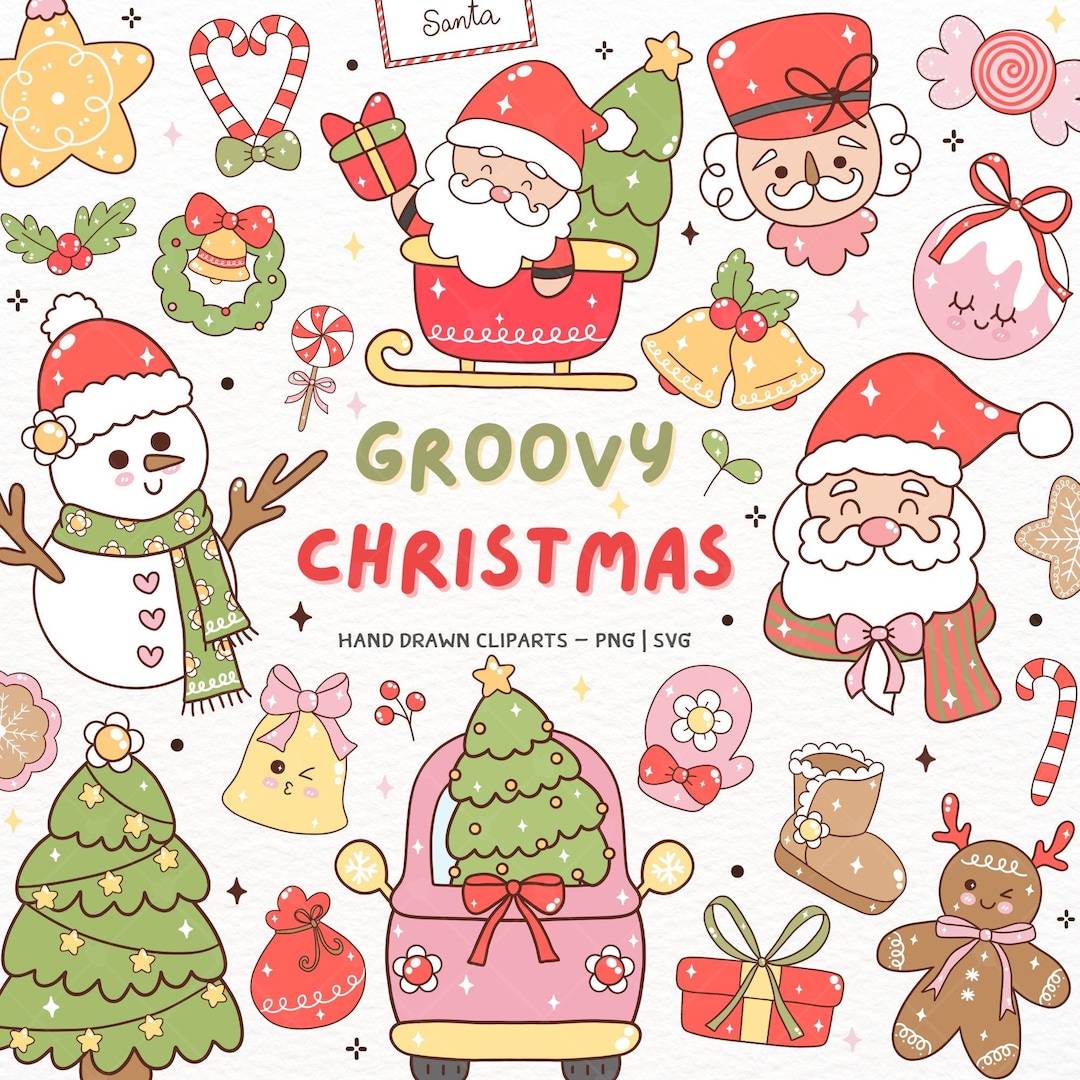 Groovy Christmas Clipart Hippie Retro Christmas Flower Merry Christmas ...