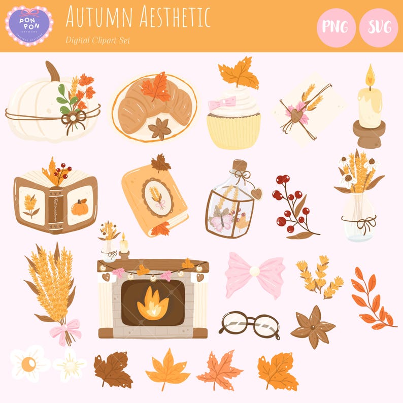 Autumn Clipart Set | Cozy Fall Graphics (digital Download) - Etsy