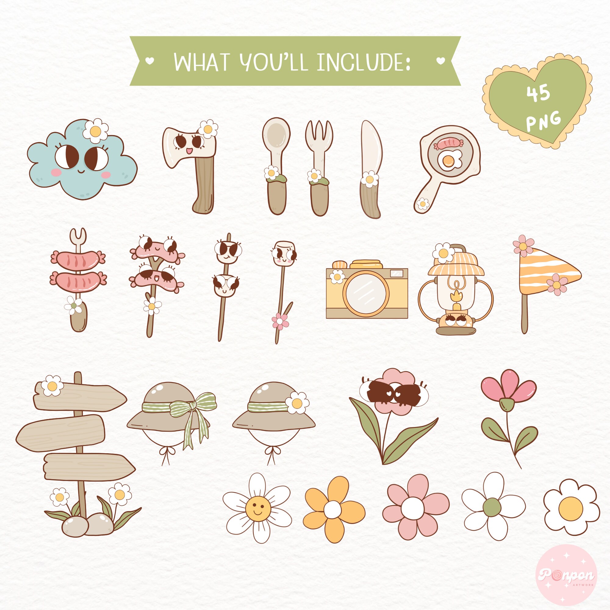 Groovy Camping Clipart Camping Clipart Retro Vintage Summer Png Flower ...