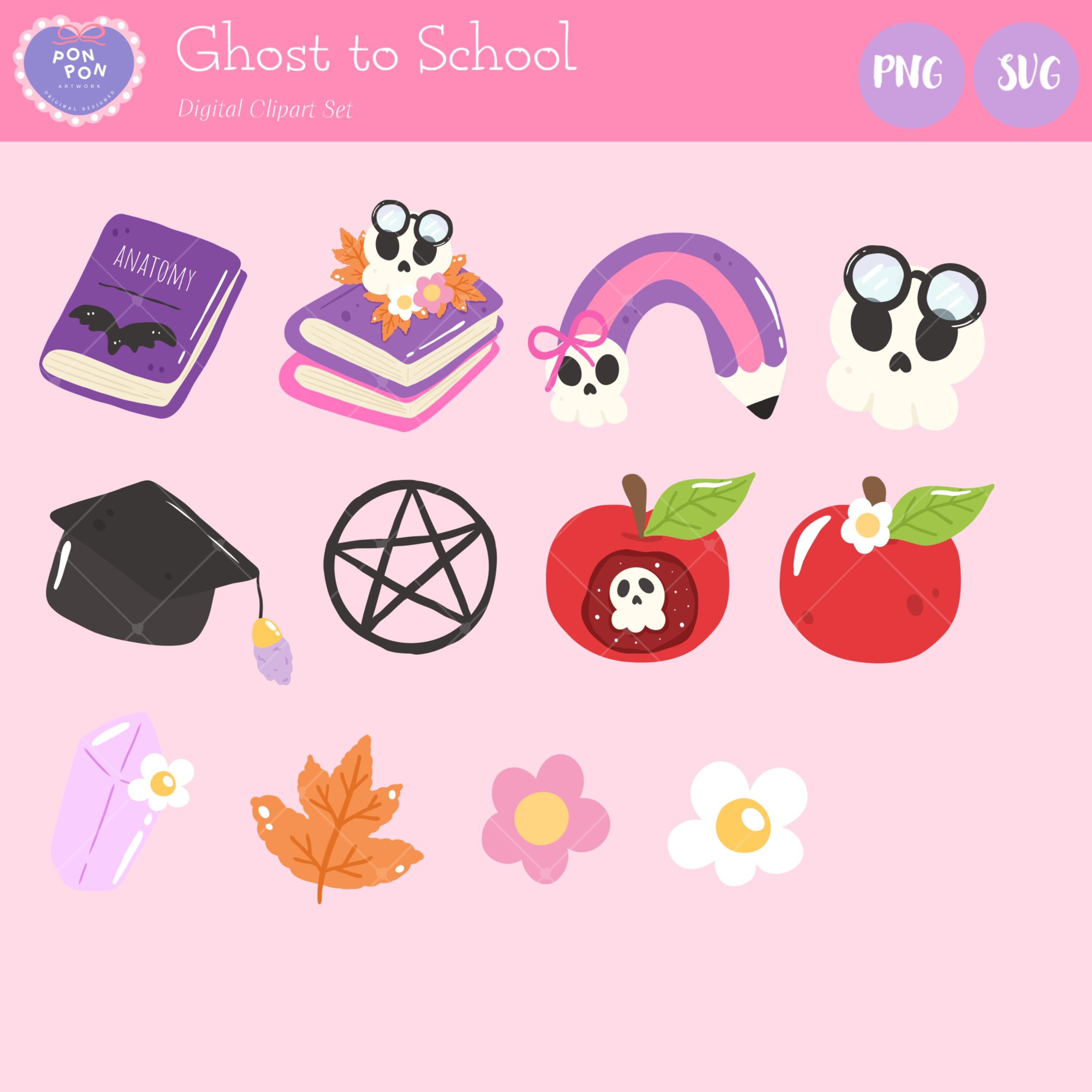 School Ghosts Clipart Set | Halloween PNG SVG, Classroom Decor (digital ...