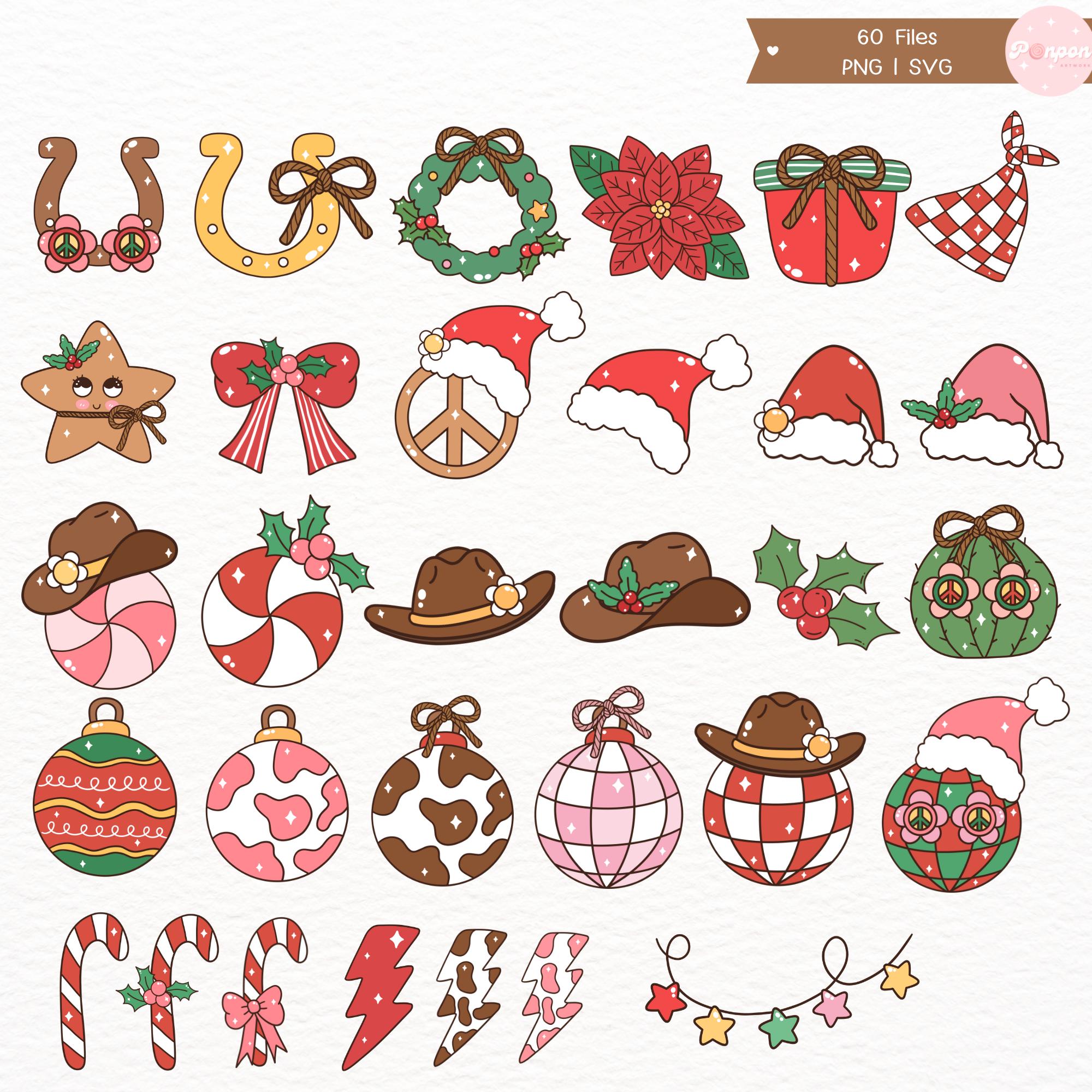 Retro Western Howdy Christmas Clipart Groovy Christmas Png Western ...