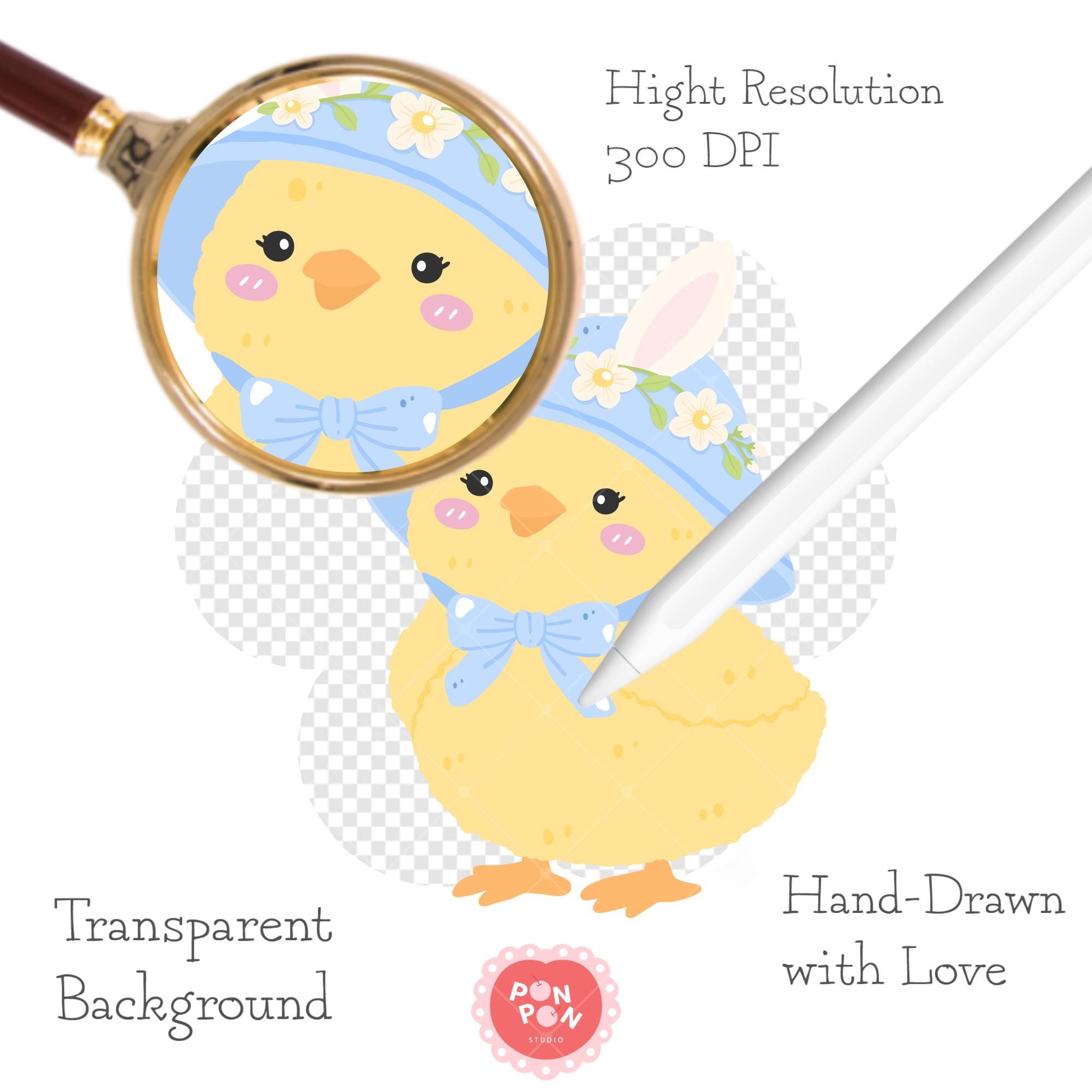 Pastel Spring Easter Clipart - Chick & Bunny Clipart PNG - Etsy