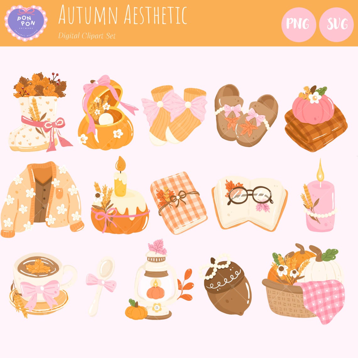 Autumn Clipart Set | Cozy Fall Graphics (digital Download) - Etsy