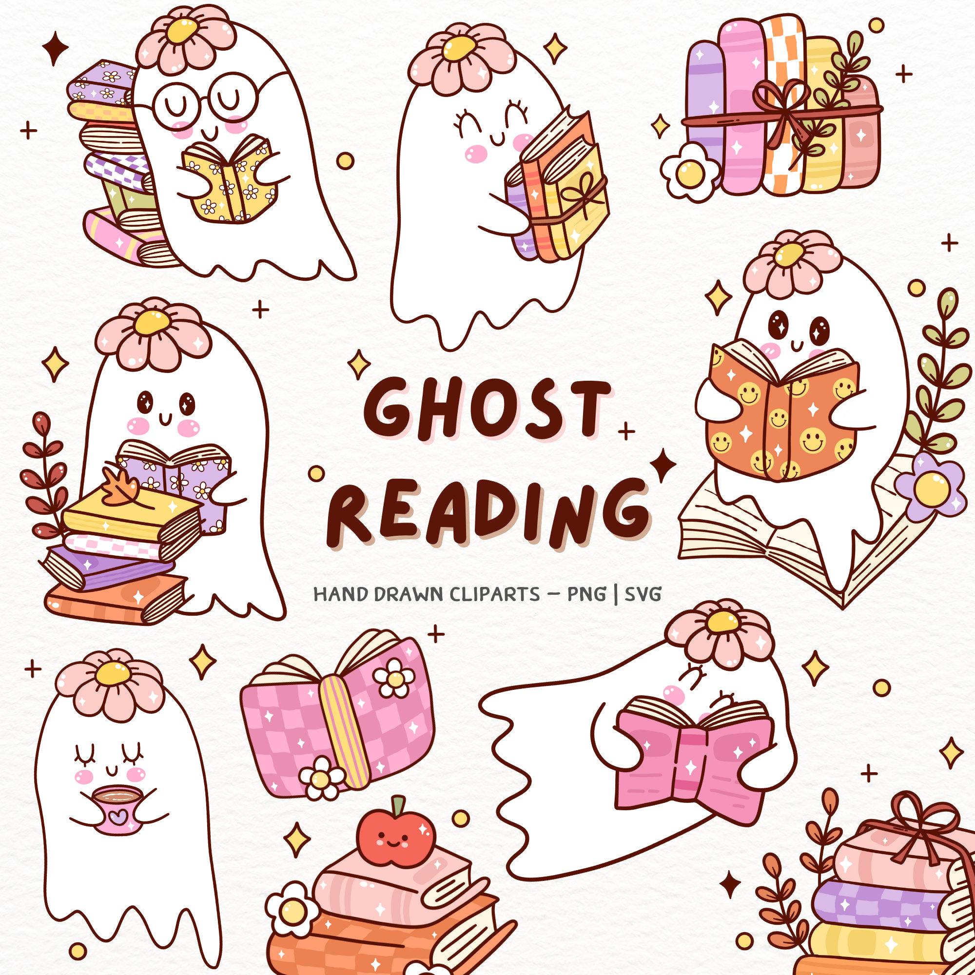 Halloween Ghost Reading Clipart Bookish Ghost Png Reading Book Vibes ...
